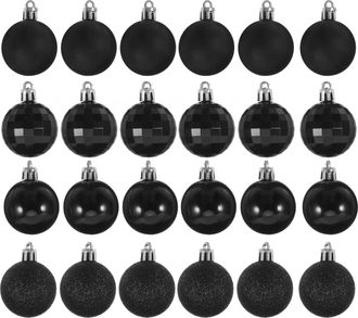 Amosfun Kleine Schwarze Weihnachtskugeln 24 St&uuml;ck 1.6 Zoll Christbaumkugeln Zum Aufh&auml;ngen F&uuml;r Weihnachtsbaum Dekoration Zuhause Und Festliche Anl&auml;sse