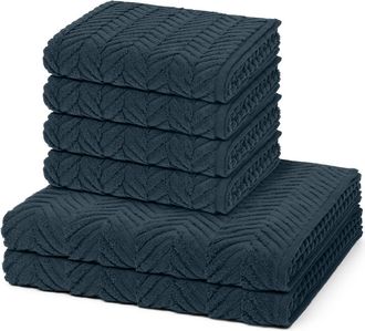ROSS 6 teiliges Frottier-Set - Sensual Skin - Zopf-Muster (4 X Handtuch 2 X Duschtuch im Set) - 500 g/m2 - Baumwolle - Walkfrottee - saugstark - weich und 