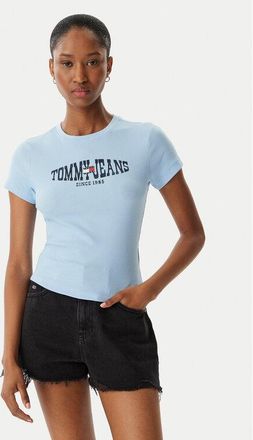 Tommy Jeans T-Shirt Wavy Flag DW0DW22272 Hellblau Slim Fit