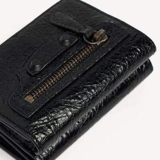 Balenciaga Crinkled Leather Card Case - Black
