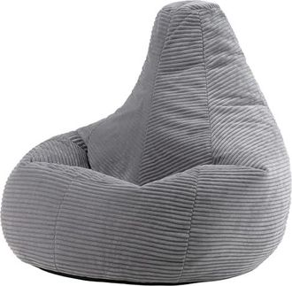 Icon Brand Dalton Sitzsack Cord, Grau, Gaming Sitzsack Erwachsene mit F&uuml;llung, Bean Bag, Cord Sessel, Lounge Sessel, Lounge Stuhl, Schlafzimmer, Wohnzimmer, Wohn