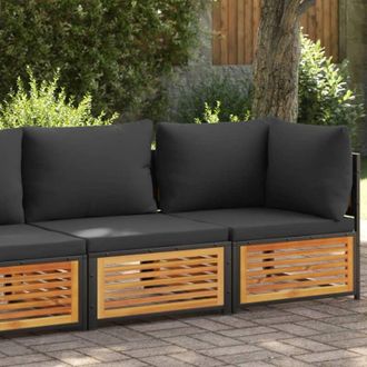 vidaXL Vidaxl - Canap&eacute; de jardin 2 places en bois dacacia massif - Coussins &eacute;pais en polyester - Dimensions 136x68x64cm - Pour terrasse et patio