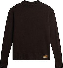 Superdry Essential Mock Neck Jumper T-Shirt, Bitter Chocolate Brown, 36 Femme