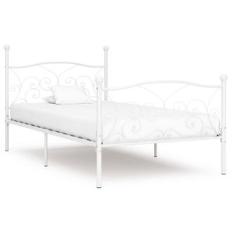 vidaXL Bettgestell mit Lattenrost Wei&szlig; Metall 90 x 200 cm Vidaxl
