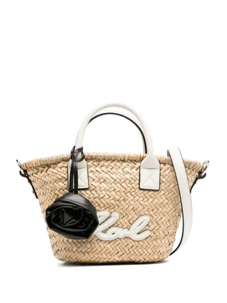 Karl Lagerfeld sac à main K/signature Small Raffia - Tons neutres