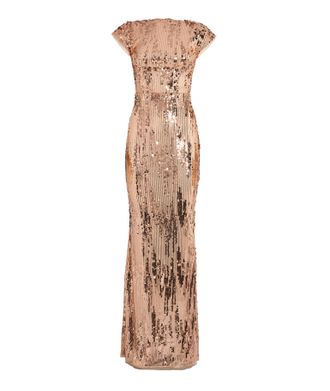 Talbot Runhof Sequined Cap-Sleeve Gown Size S