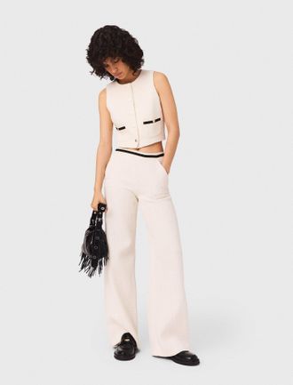Maje Weite Hose In Tweed-optik - Ecru - Maje