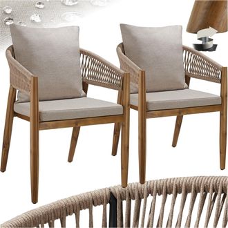 TecTake Gartenmöbel Set, Gartenstuhl Holz Rope Design, Balkon Sessel, Outdoor Möbel, Gartenstühle, Balkonmöbel, Terrassenmöbel, Wintergarten, Sitzgruppe Outdo