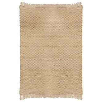 The Home Deco Factory Tx9026 - Tapis en Toile de Jute avec Franges 120X170 cm Deco Textile DInterieur Tapis Decoration
