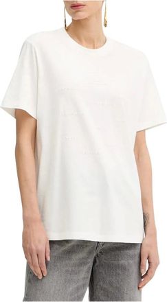 Elisabetta Franchi Femme, Tops, Blanc, Taille: 42 FR T-Shirt Imprim&eacute; en Maille Stretch
