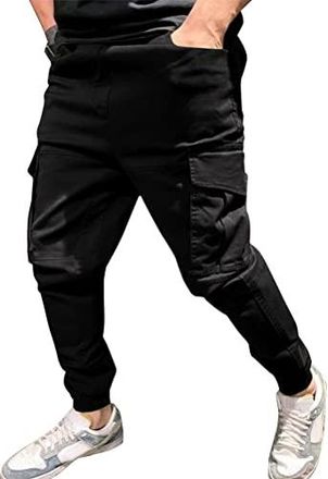 Onsoyours Homme Pantalons Casual Cargo Chino Jeans Sport Jogging Slim Fit Pantalon De Sport Hiver Baggy Pants Multi Poches Pantalon De Jogging Cargo Z Noir S