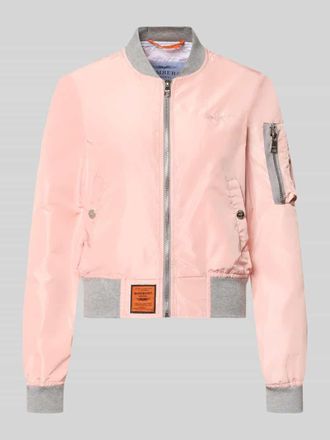 Original Bombers Bomberjacke mit Label-Patch und Rei&szlig;verschlusstasche am &Auml;rmel