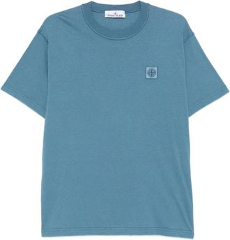 Stone Island Homme, Tops, Bleu, Taille: 2XL T-shirt à col rond