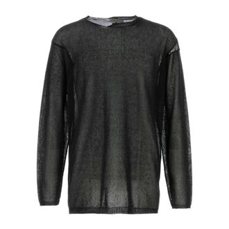 Yohji Yamamoto Rundhals-Pullover mit Zierstich - - Knitwear - Herren - Schwarzk - L