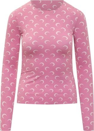 Marine Serre Femme, Tops, Rose, Taille: 40 FR LS Crewneck Top