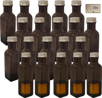 mikken Art 20 kleine &Ouml;lflaschen 100ml gr&uuml;n-braune Glasflaschen zum bef&uuml;llen, inkl. 20 Etiketten (20)