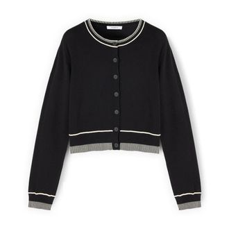 Motivi Kurze Strickjacke aus Viskose mit kontrastierenden Kanten - - Knitwear - Damen - Schwarzk - M