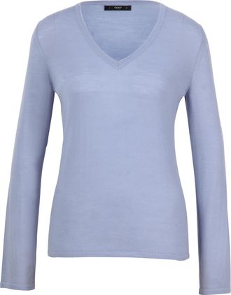 Ivko Unifarbener Pullover, V-Ausschnitt