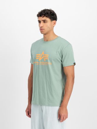 Alpha Industries T-Shirt ALPHA INDUSTRIES Basic T-Shirt, Herren, Gr. XXL, frost gr&uuml;n, Single Jersey, Obermaterial: 100% Baumwolle, bedruckt, regular fit normal, Rundha