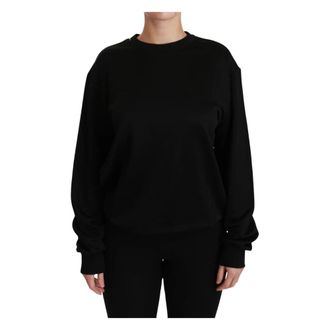 Dolce & Gabbana Eleganter schwarzer Baumwollpullover - - Sweatshirts & Hoodies - Damen - Schwarzk - S