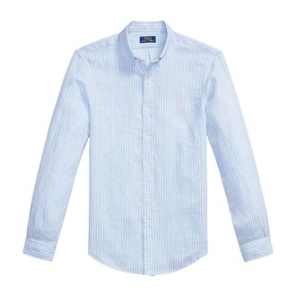 Ralph Lauren Slim Fit Gestreiftes Leinenhemd - - Shirts - Herren - Blau - 2XL