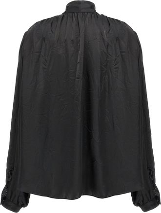 Balenciaga Double Sleeve with Lavalli&egrave;re Collar Shirt - Black