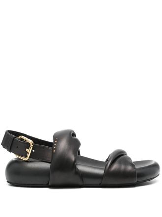 Marni sandales en cuir &agrave; logo imprim&eacute; - Noir