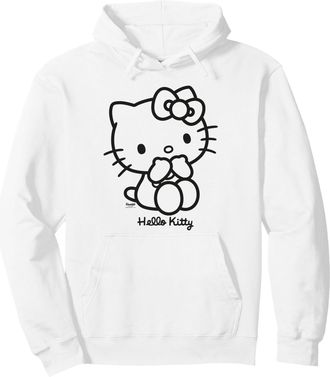 Hello Kitty Outline XOXO-Figur in niedlicher, s&uuml;&szlig;er Bogen, Retro-Pose Pullover Hoodie