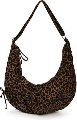 Generic Sac &agrave; boulettes Cheetah Satchels - Motif l&eacute;opard - Sac croissant pour femme - Voyage de travail - Travail, marron, 20.47x15.75x0.79Zoll