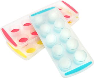 Com-Four 3x Eiswürfelform für insgesamt 30 Eiswürfel - Bunte Eiswürfelbehäter mit Silikon-Boden für bessere Handhabung [Farbauswahl variiert] (3 Stück - bunt -