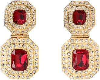 Alessandra Rich Femme, Accessoires, Jaune, Taille: ONE Size Orecchini in metallo decorazione di cristalli