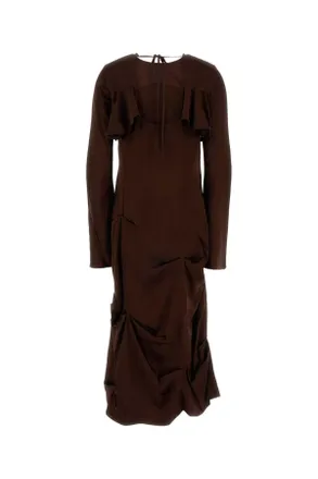 Ganni Womens Chocolate Satin Dress Chicorycoffee Exterior: Viscose Abiti