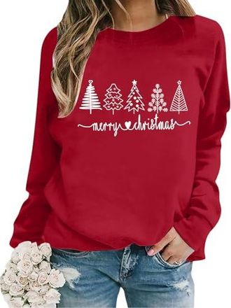 Generic Pull Noel Femme Manches Longues, Pull Moche De Noel Femme Col Rond Imprimé Sweat De Noël sans Capuche Pulls Chic Et Elegant Sweatshirt Hiver Loisirs C