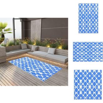 vidaXL Vidaxl - Outdoor-Teppich arakil Wei&szlig; und Blau 190x290 cm pp - Au&szlig;enbereich Dekoration - Balkon Teppich - Terrassen Teppich - Garten Teppich - Pool