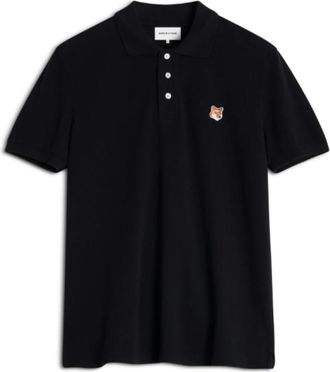 Maison Kitsun&eacute; Homme, Tops, Noir, Taille: XL Polo Noir avec Logo Fox Head