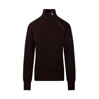 Giuseppe Di Morabito Pull en maille &agrave; fermeture &eacute;clair et dentelle - Femme - Pulls - Brun - Taille: 40 FR
