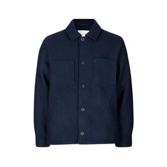 Sams&oslash;e & Sams&oslash;e Homme, Vestes, Bleu, Taille: 2XL Chemise Overshirt Marine avec Poches