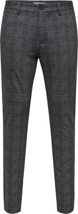 Only & Sons O&S Stoffhose Chino Elegante Business Pants Karierte Stretch Trousers Slim Fit Tapered Leg ONSMARK, Farben:Schwarz-2,Größe-Hosen:W34 L30,Z - Länge L30