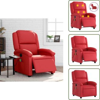vidaXL Massagesessel Elektrisch Rot Kunstleder - Massage Sessel - Elektrischer Sessel - Relaxsessel - Fernsehsessel - Leder Sessel