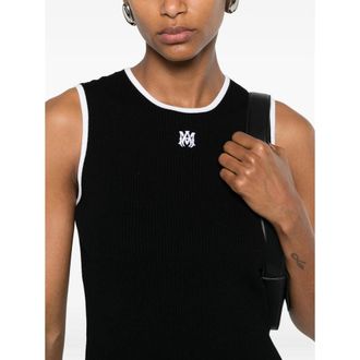 Amiri Logo-Embroidered Ribbed Tank Top - Black