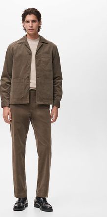 Mango Pantalon regular fit coton velours côtelé gris vison - Homme - 38 - MANGO MAN