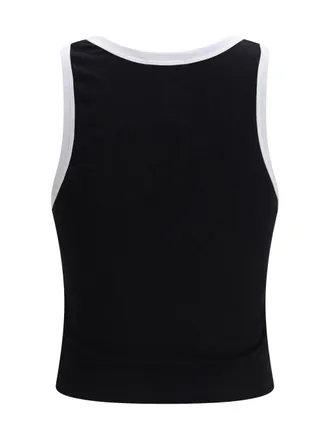 GCDS Womens Cropped Sleeveless Tank Top Black-White Cotton Black/white