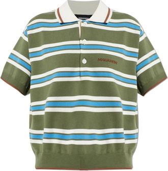 Dsquared2 Femme, Tops, Vert, Taille: 38 FR Polo en maille ray&eacute;e