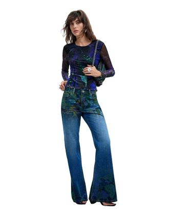 Desigual Flare-Jeans m. c. lacroix in Blau