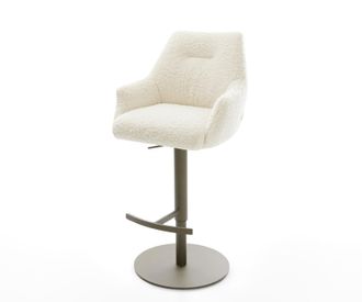 DELIFE Barstuhl Alja-Flex Teddystoff Beige Drehfu&szlig; h&ouml;henverstellbar Metall Titanfarben Taschenfederkern, Barst&uuml;hle