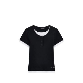 Guess Tee-shirt col rond en coton m&eacute;lang&eacute;