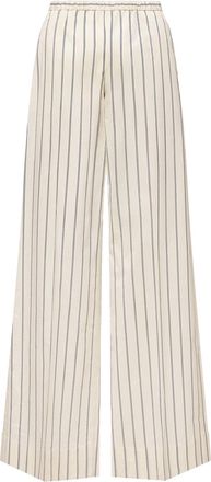 Moncler Moncler Striped Cotton & Silk Trousers, Women, White, Size: 38