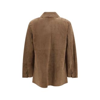 Max Mara Womens Brown Lamb Ovis Aries Leather Jacket Clothing