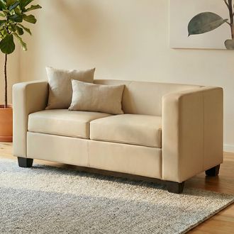 Mendler 2er Sofa Couch Loungesofa Lille - Kunstleder, Creme
