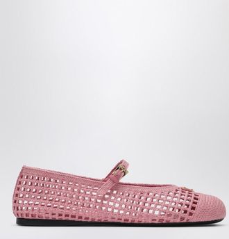 Prada Begonia-colored crochet knit ballet flats